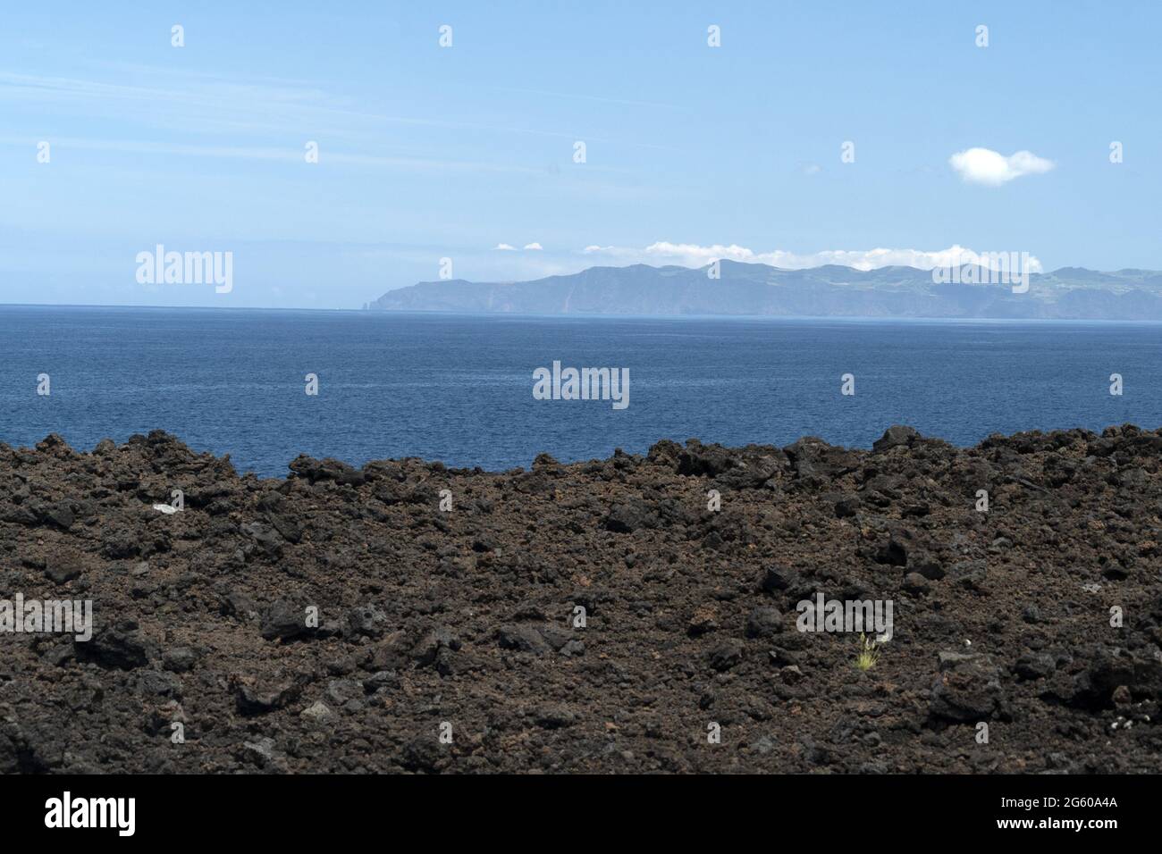 Lajido village Pico Island Azores black lava houses red windows ...