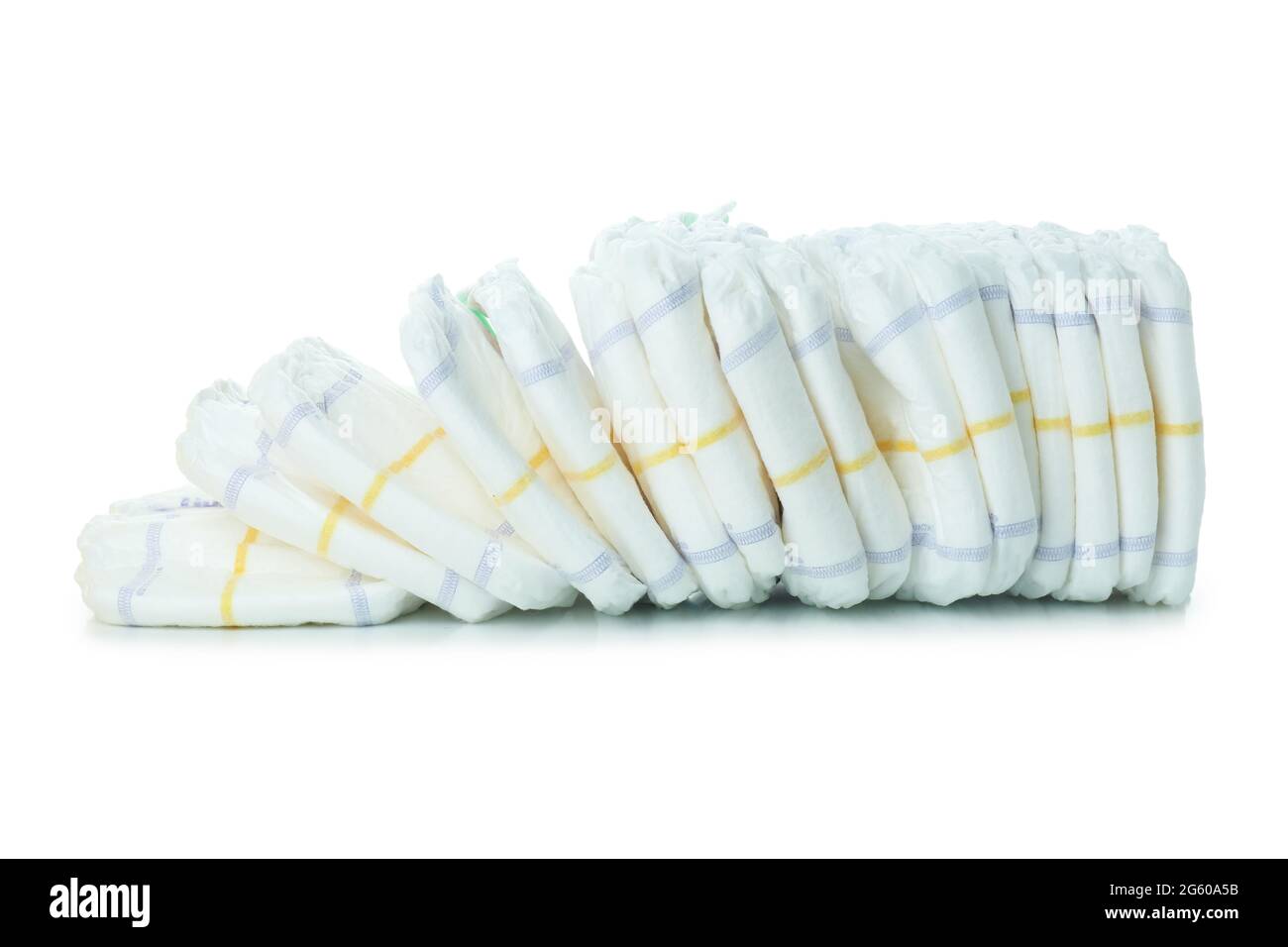 Stacks of diapers for children isolated on white background Stock Photo ...