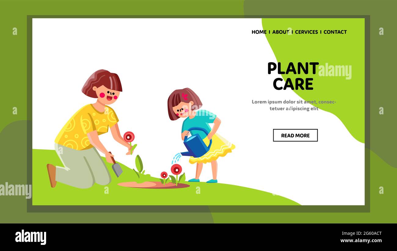 Plant Care Mother With Daughter Together Vector Stock Vector Image ...