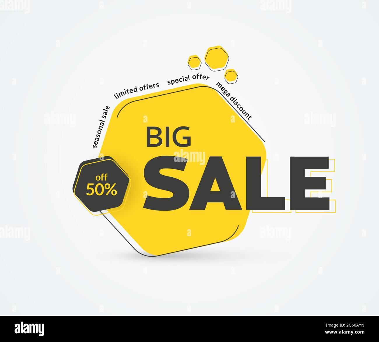 Design of yellow hexagonal vector sticker with black stroke for big ...