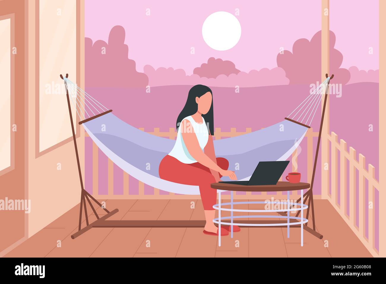 Hammock sunset Stock Vector Images - Alamy