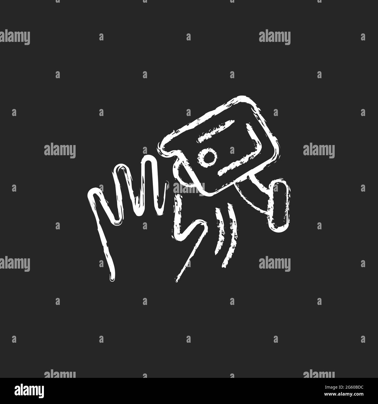 Motion detection camera chalk white icon on dark background Stock ...