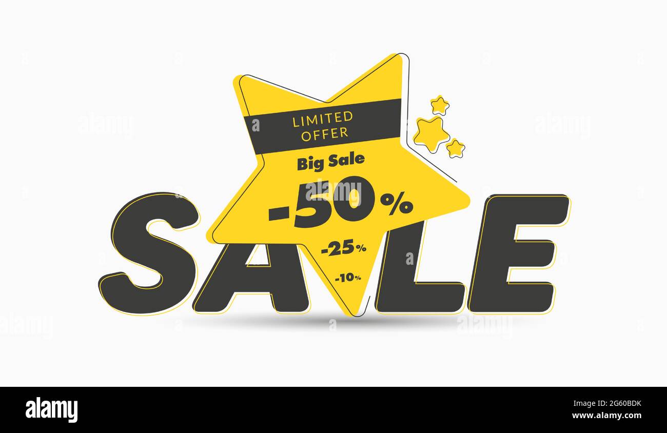 Star-shaped vector yellow sticker template for big sale. Limited offer ...