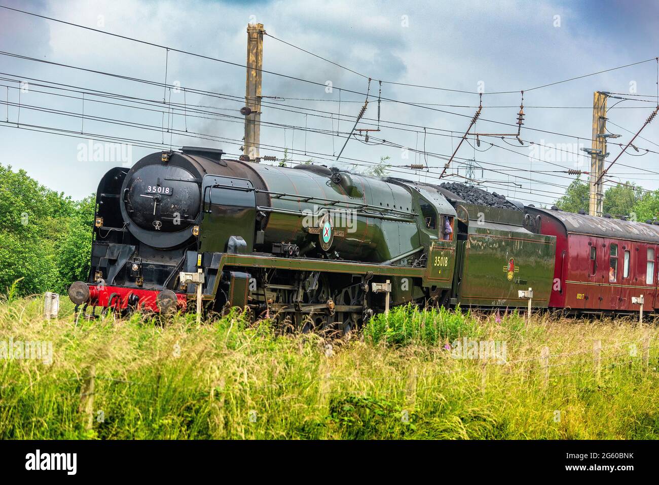 Steam locomotive the British India Line seen on the West Coast Main ...