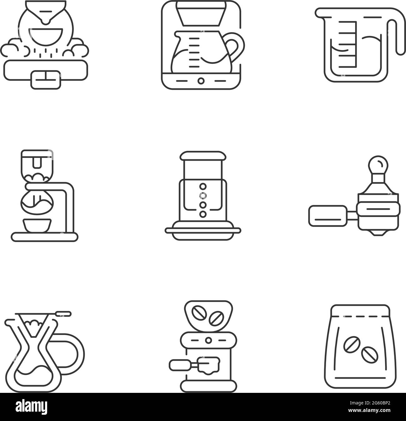 Coffee icon set accessory Black and White Stock Photos & Images - Alamy