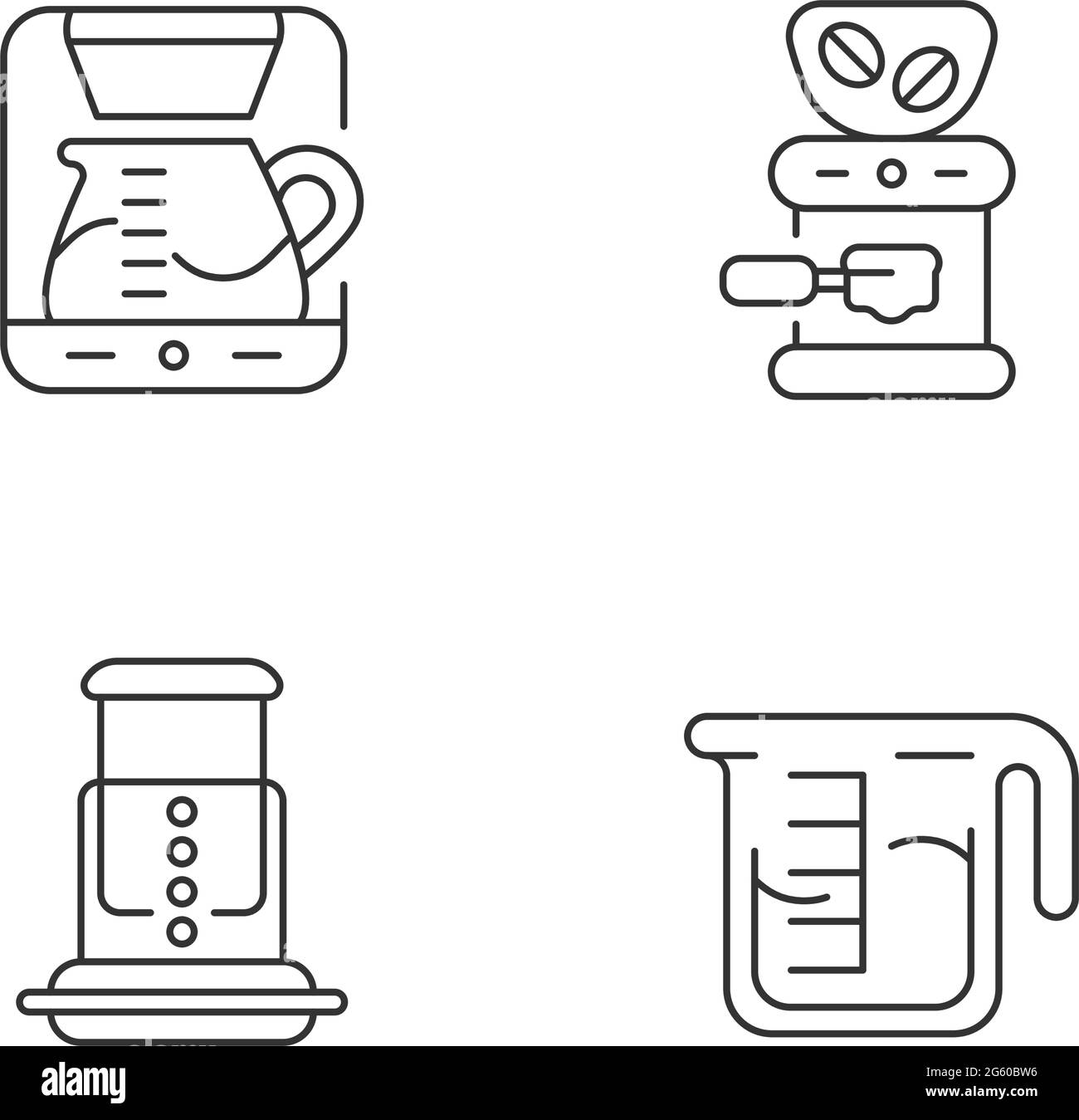 Coffee shop machine linear Black and White Stock Photos & Images - Alamy