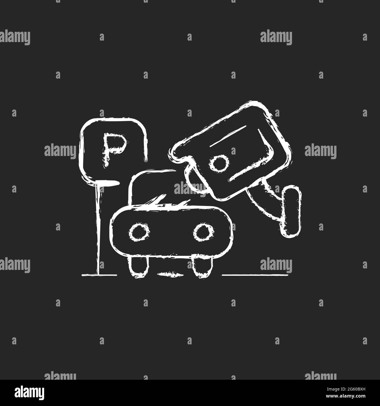 Hijacking prevention with camera footage chalk white icon on dark ...