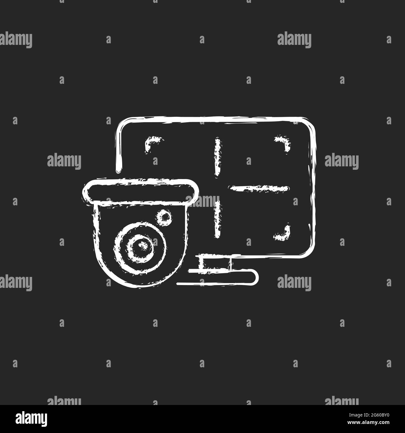 CCTV monitor chalk white icon on dark background Stock Vector Image ...