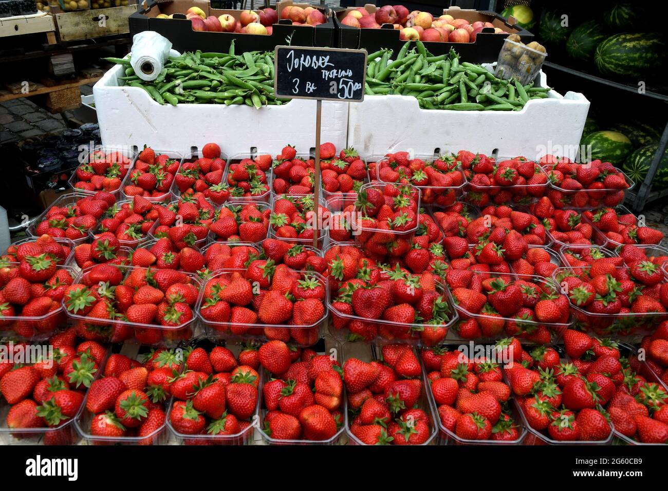 Copenhagen, Denmark. 01 July 2021, Deutsche strawberry on sale at ...