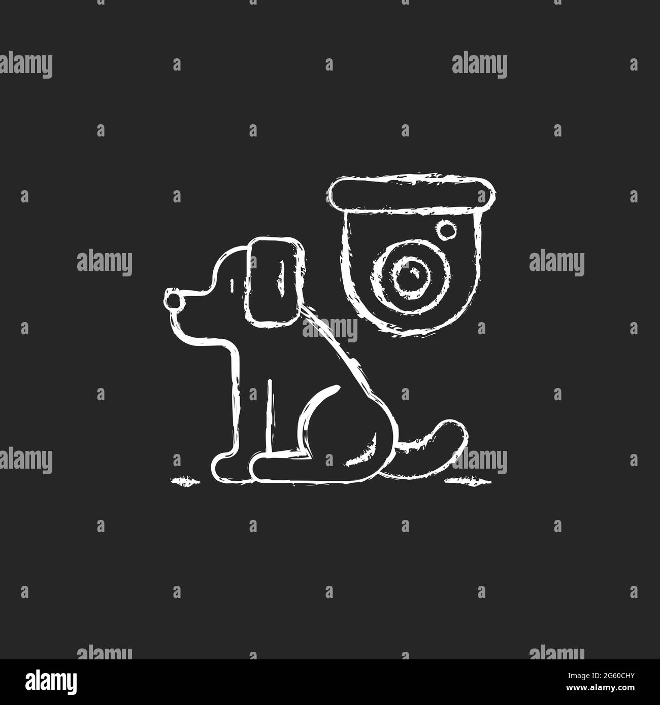 Pet control camera chalk white icon on dark background Stock Vector ...