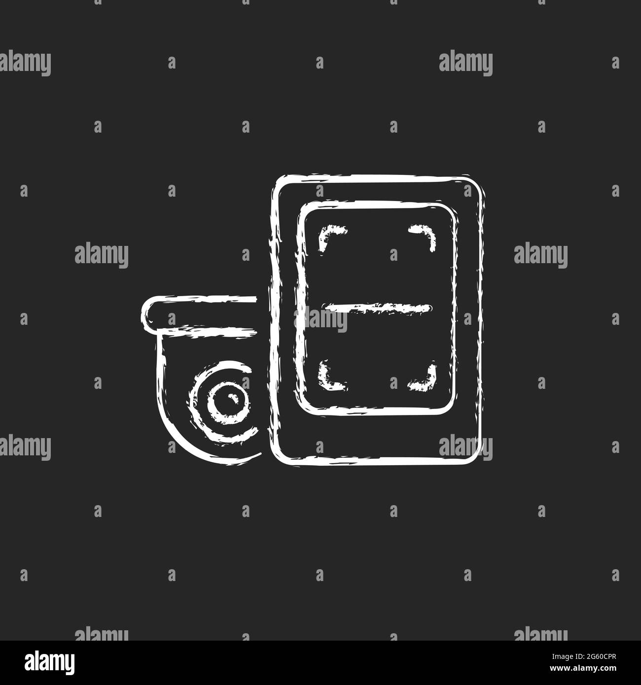 Remote monitoring with surveillance system chalk white icon on dark ...