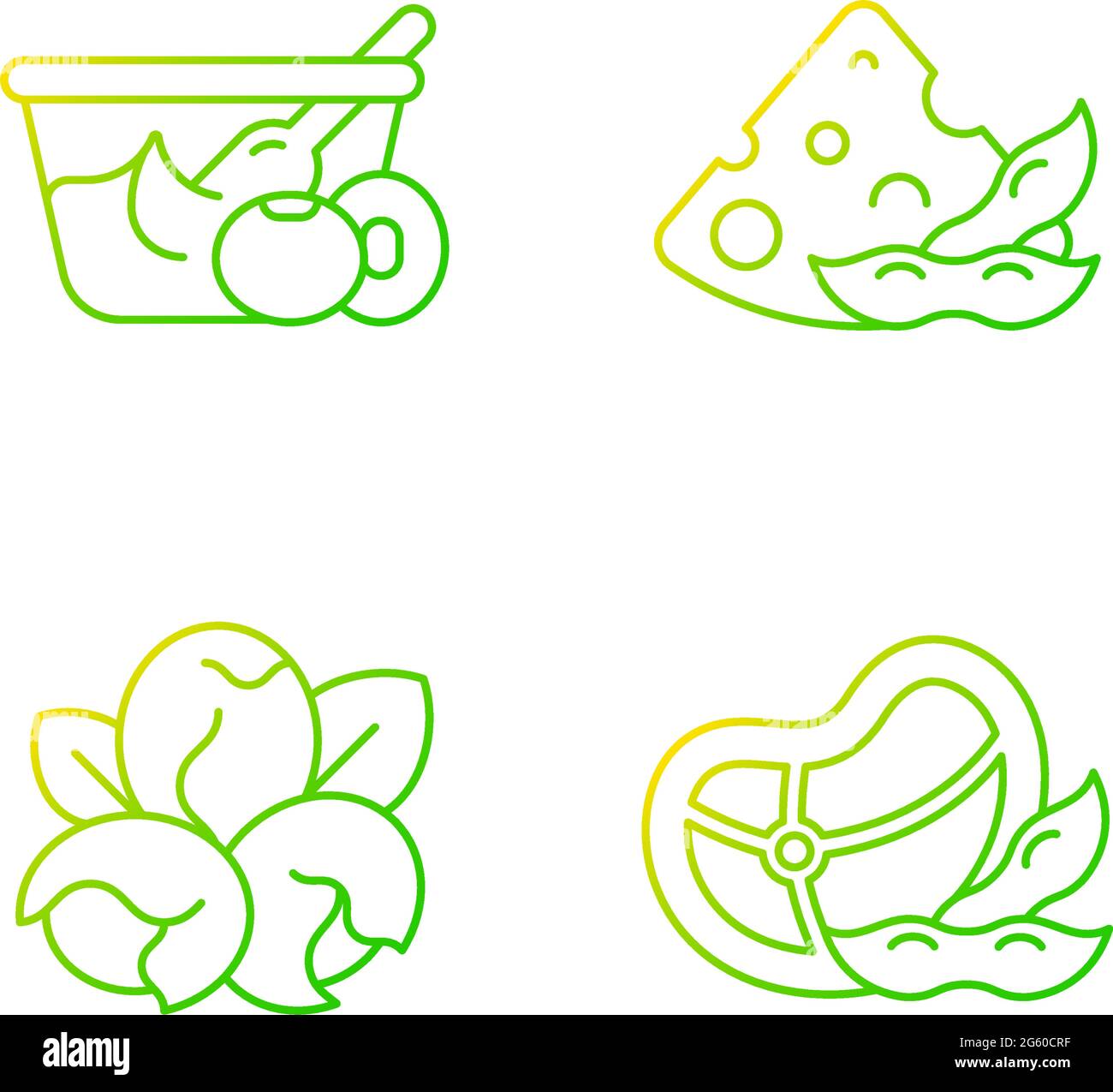 Soy ingredients gradient linear vector icons set Stock Vector Image ...
