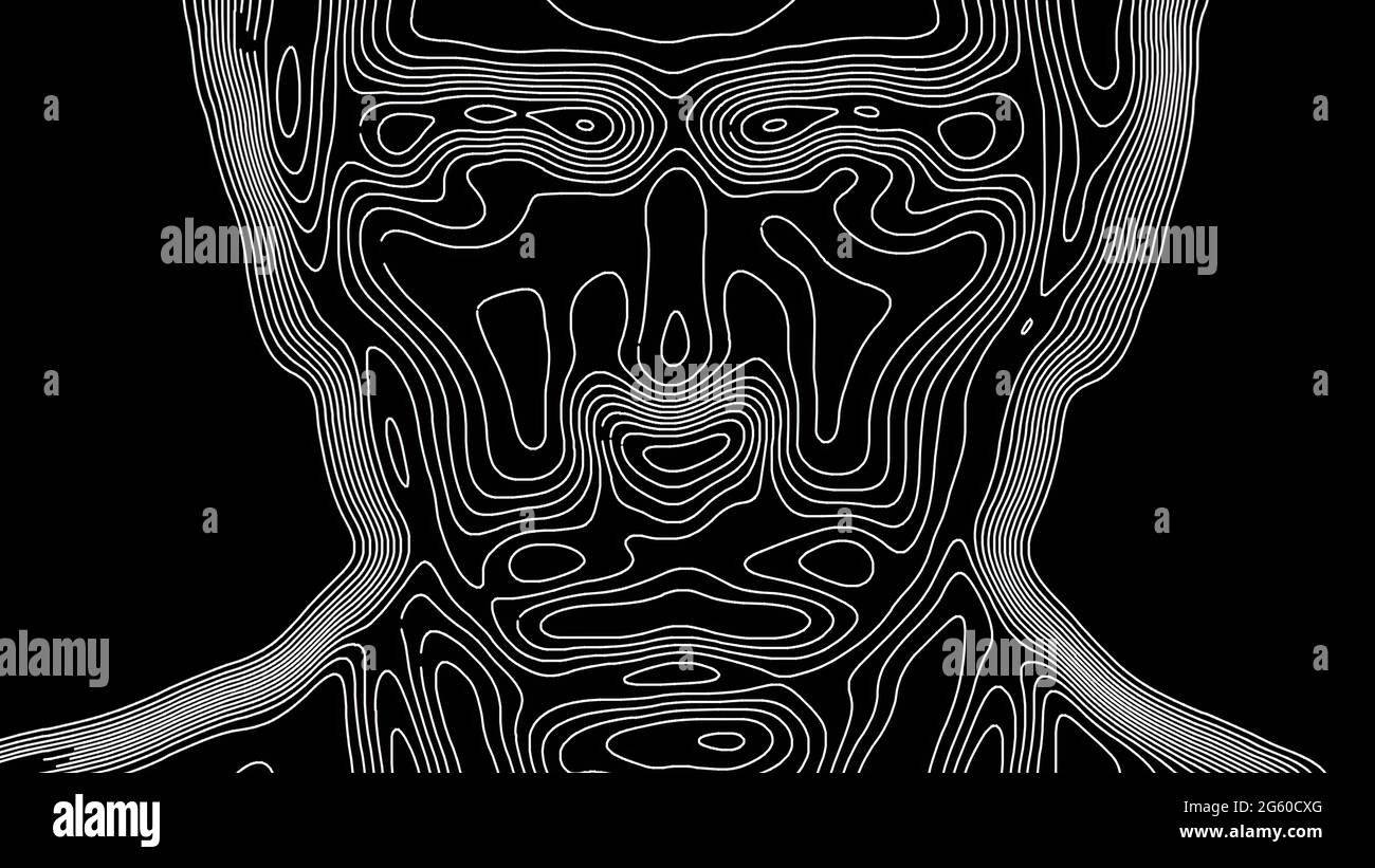 3d illustration - Topographic Contour of face Stock Photo - Alamy
