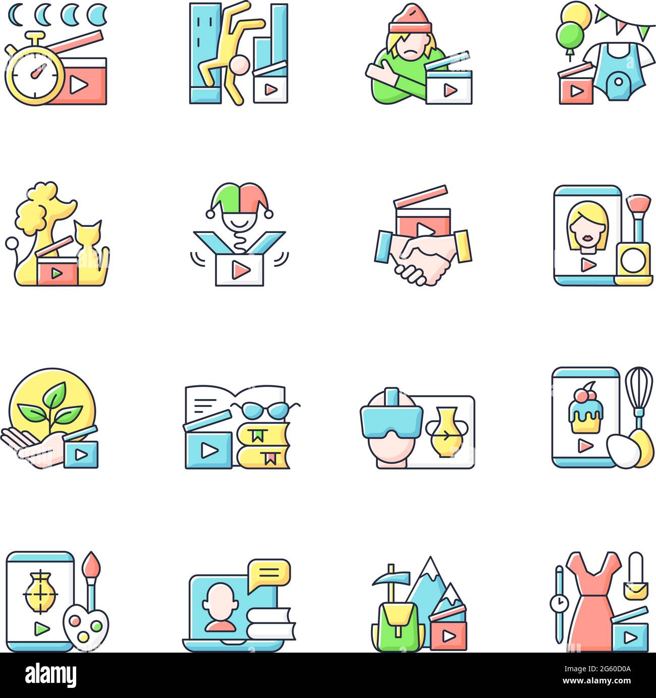 Videography RGB color icons set Stock Vector Image & Art - Alamy