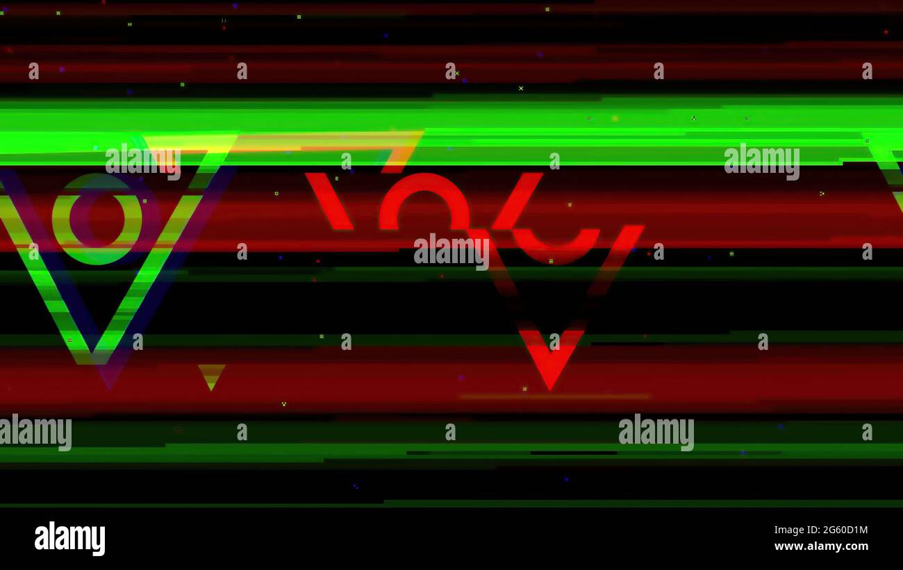 3d illustration - flat yellow Abstract Geometric Tech with glitch ...