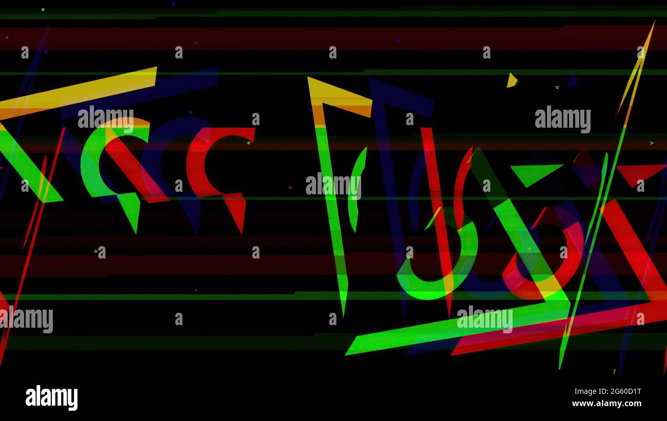 3d illustration - flat yellow Abstract Geometric Tech with glitch ...