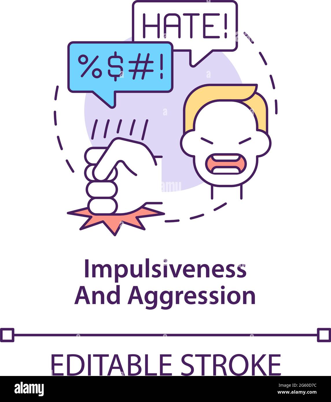 Aggressive and impulsive behaviors concept icon Stock Vector Image ...