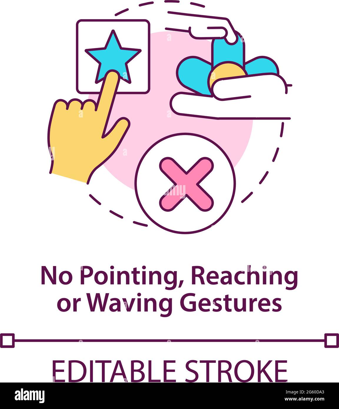 No pointing, reaching and waving gestures concept icon Stock Vector ...