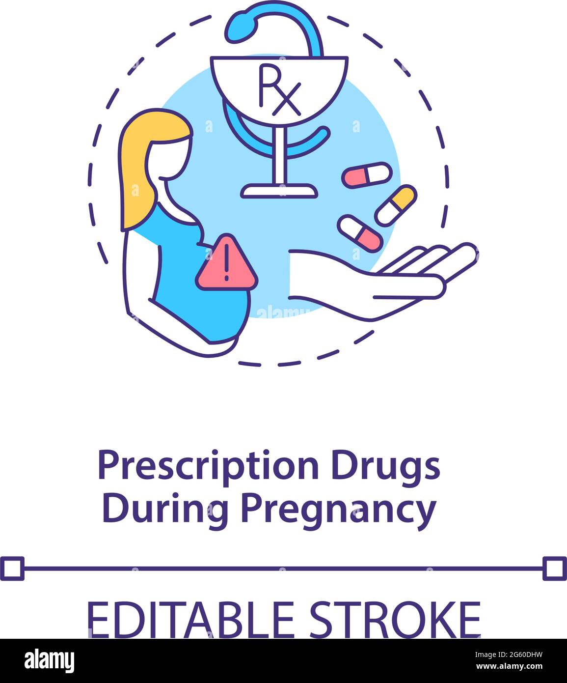 Prescription drugs during pregnancy concept icon Stock Vector Image ...