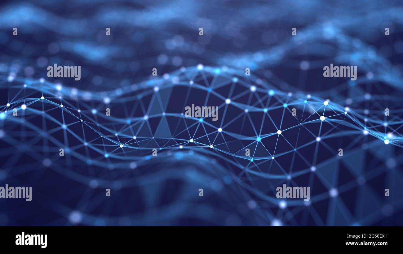 Digital dynamic wave of particles. Abstract futuristic dots background ...