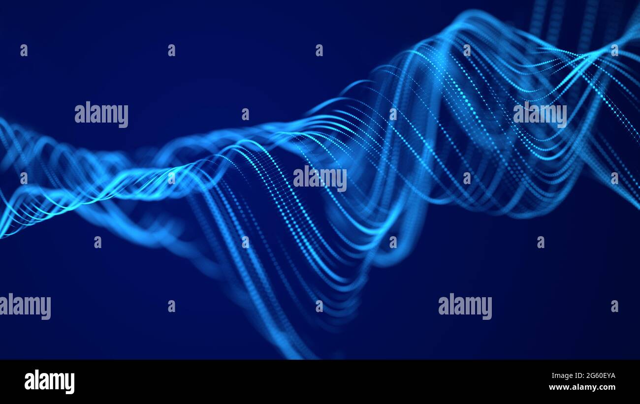 Digital blue wave of particles. Abstract futuristic illustration. Big ...