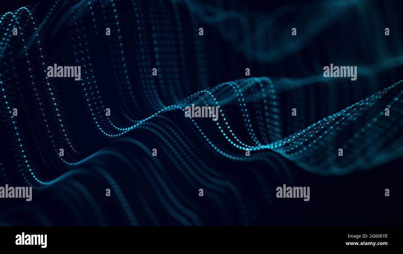 Digital blue wave of particles. Abstract futuristic illustration. Big ...
