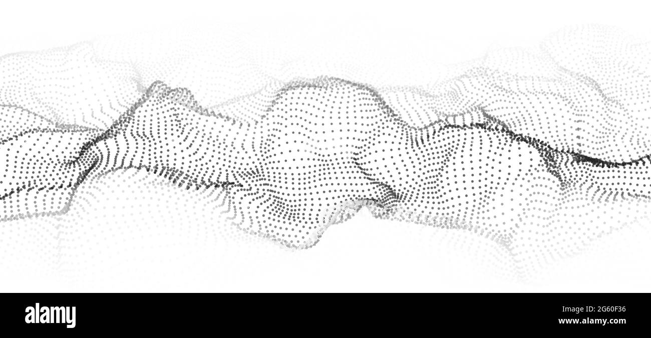 Vector abstract futuristic background. Big data visualization. Digital dynamic wave of particles ...