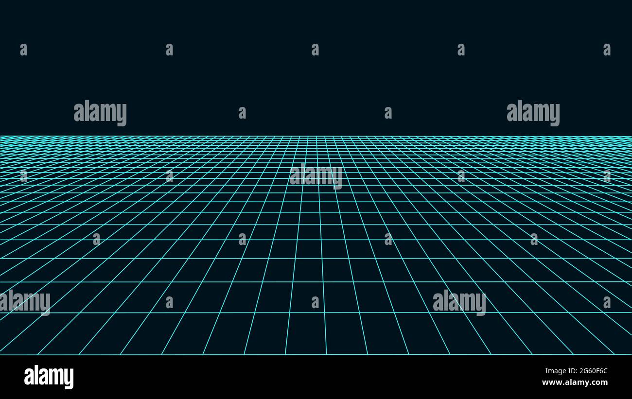Abstract perspective grid. Wireframe landscape. Vector illustration ...