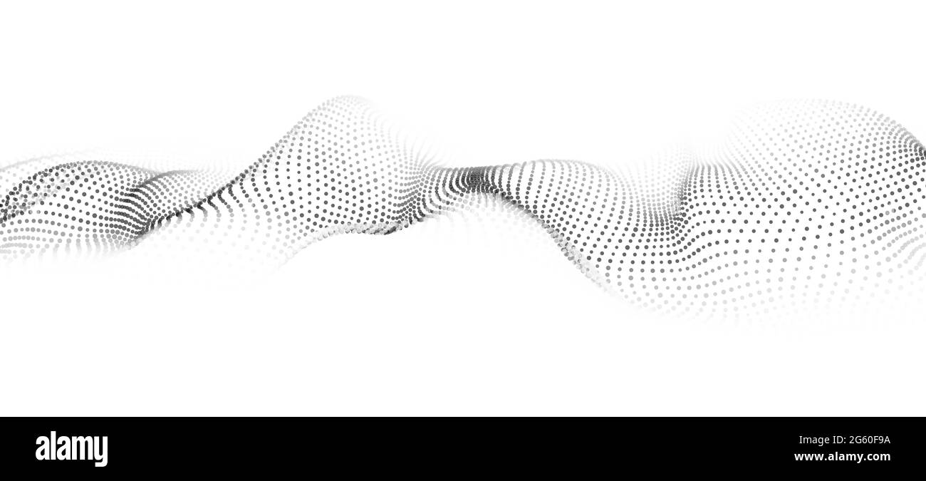 Vector abstract futuristic background. Big data visualization. Digital dynamic wave of particles ...