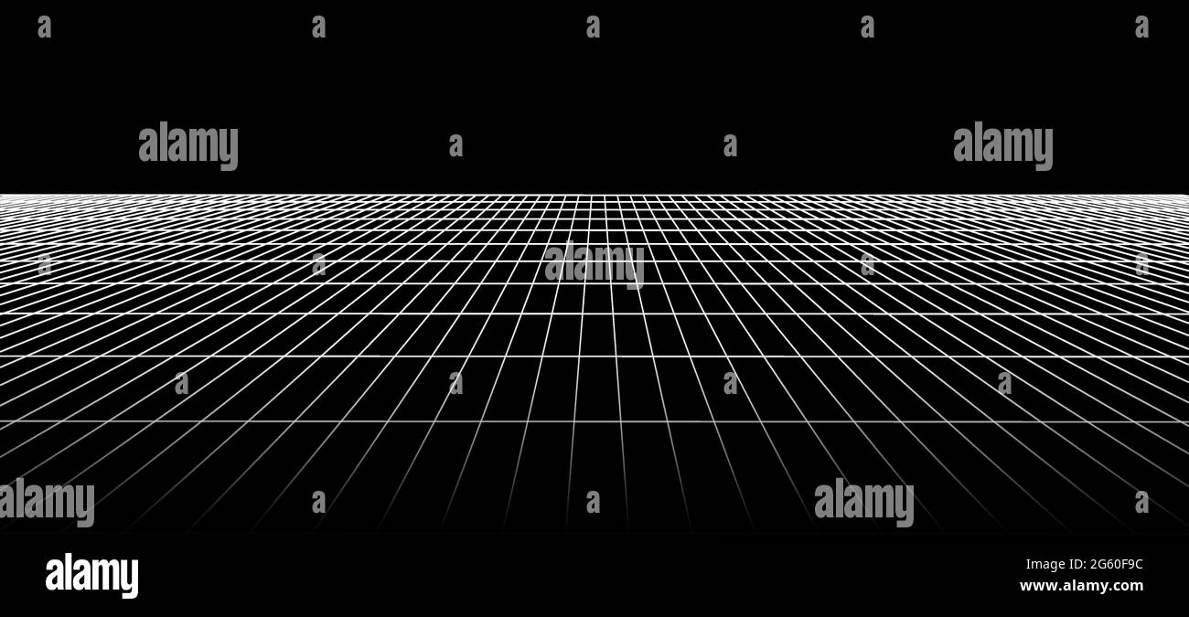 Abstract perspective grid. Wireframe landscape. Vector illustration ...