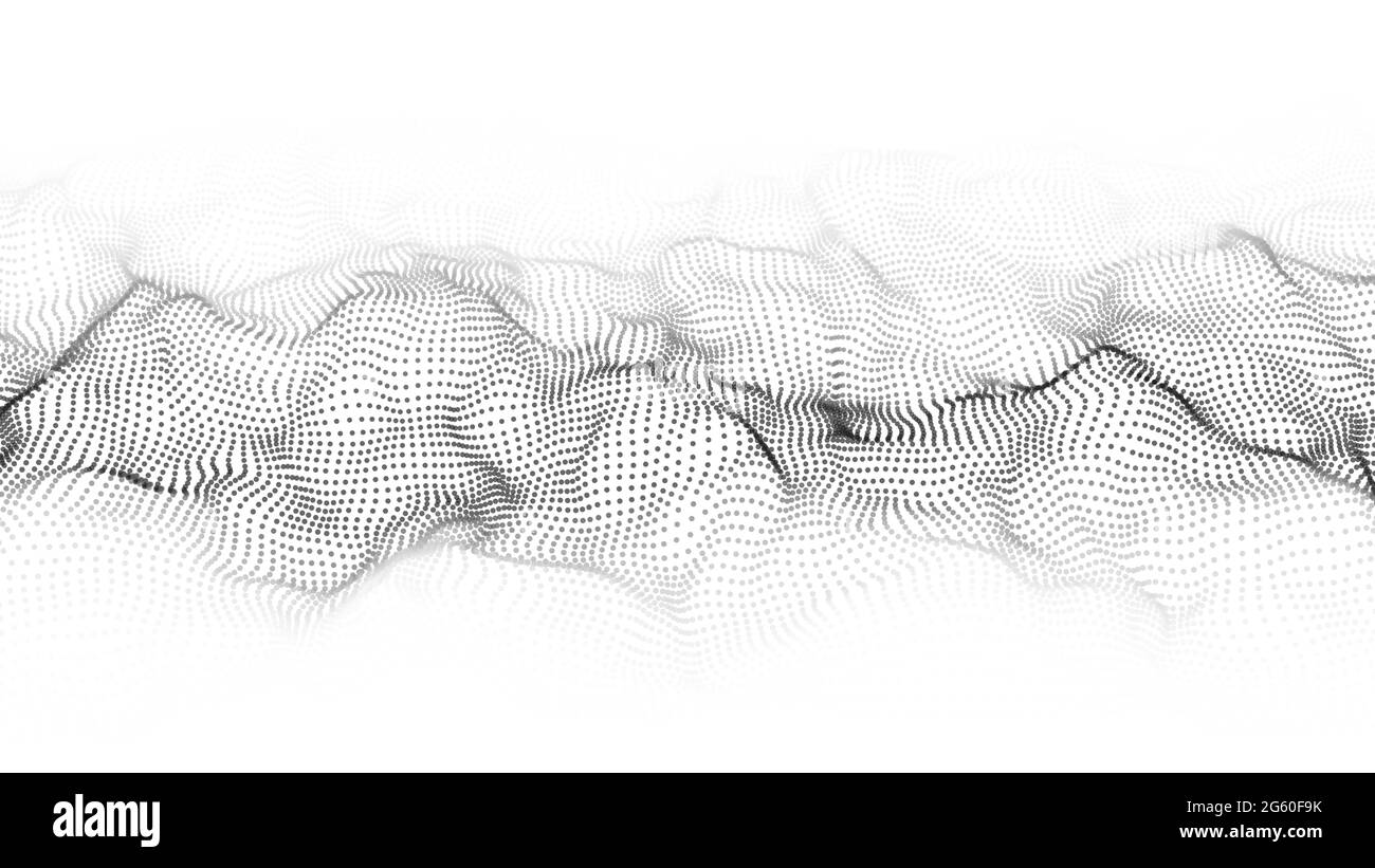 Vector abstract futuristic background. Big data visualization. Digital dynamic wave of particles ...