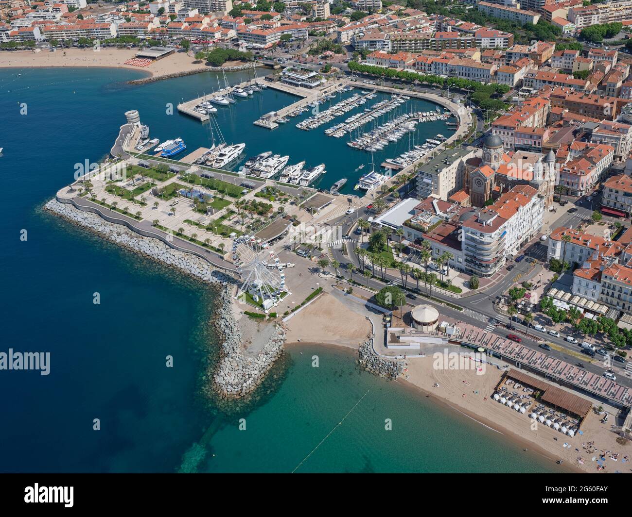 AERIAL VIEW. The Vieux-Port (Old Marina) in the seaside resort of Saint ...