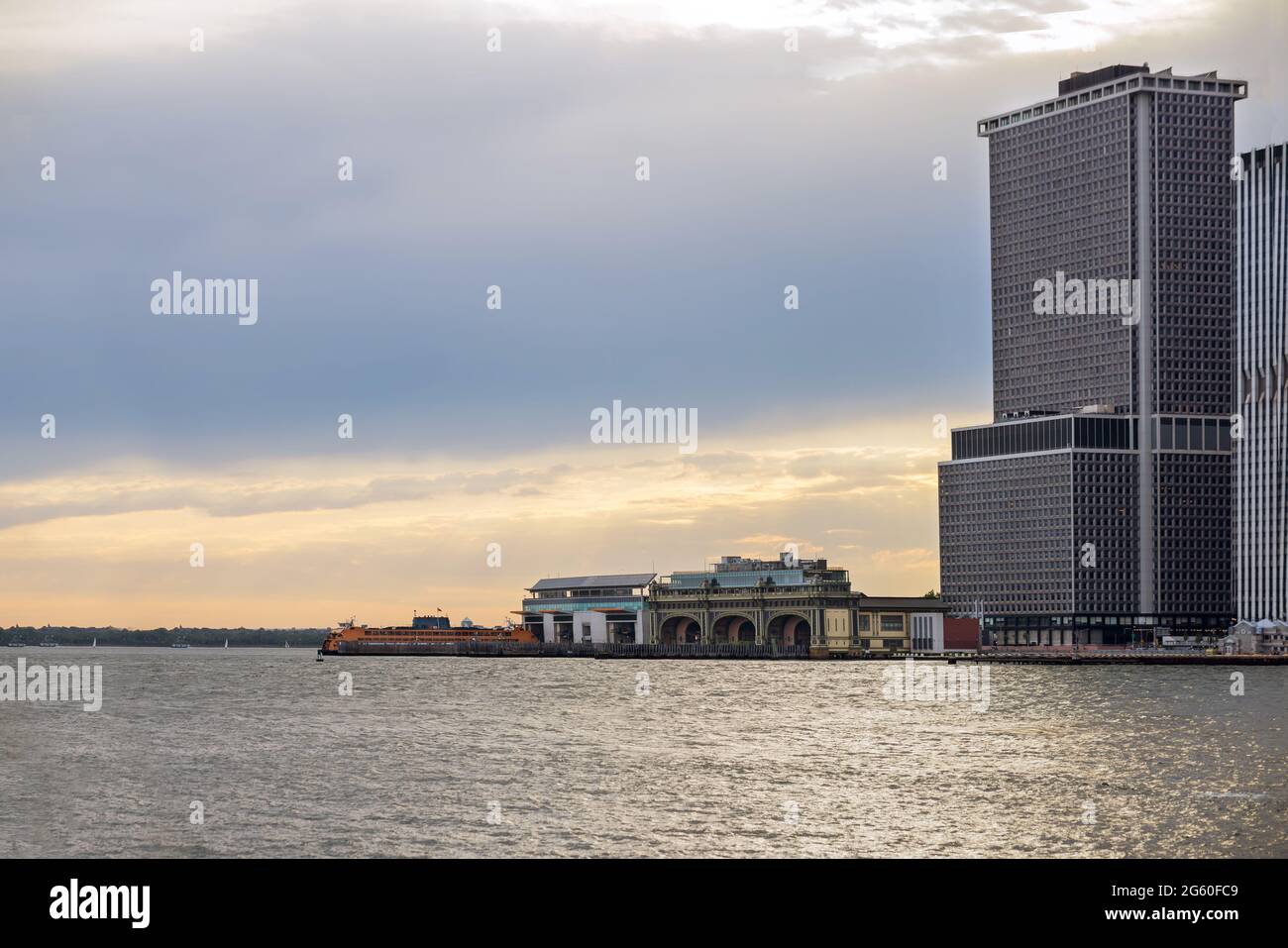 New York City the boarding docks of the Staten Island Ferry Whitehall ...