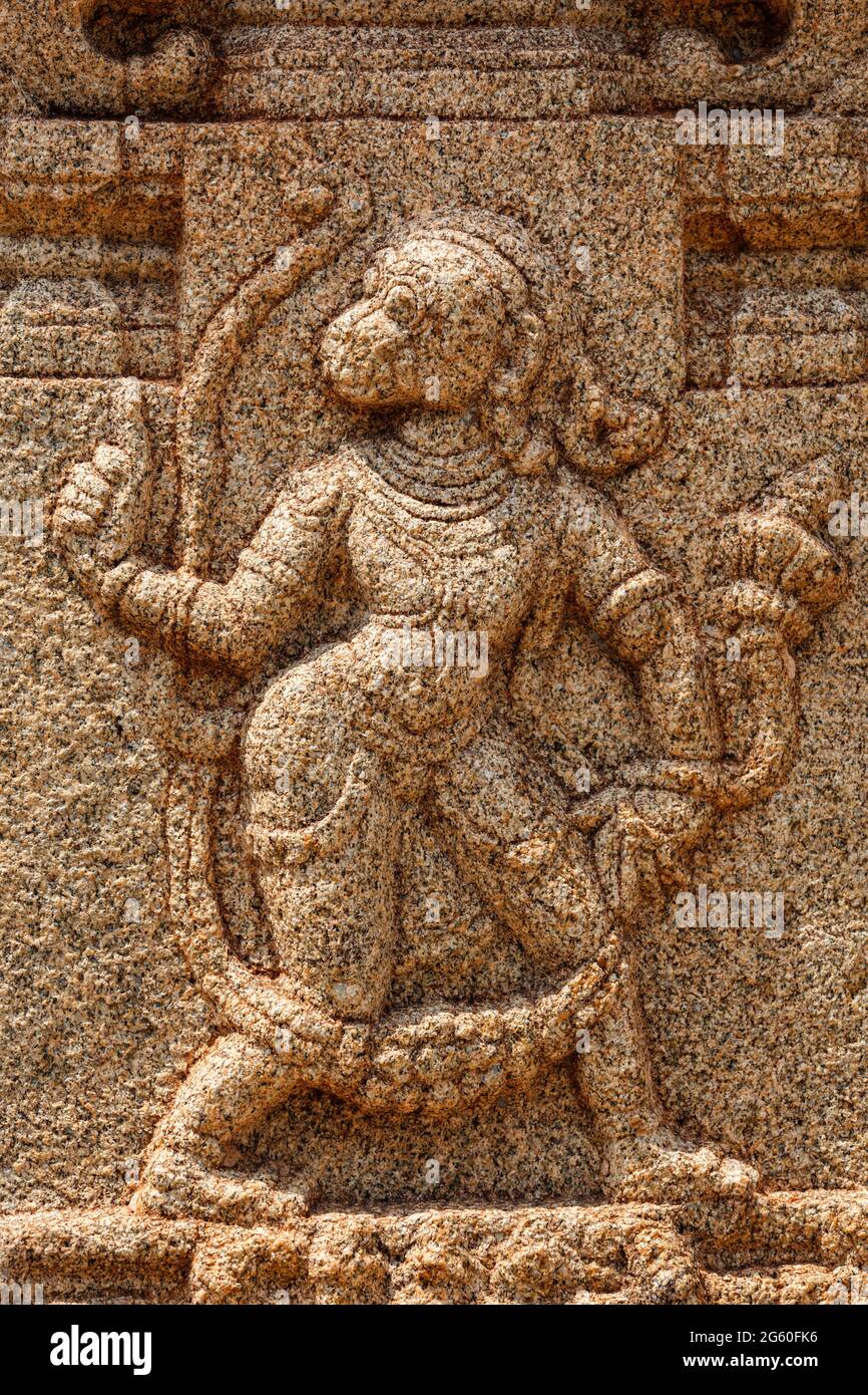 Bas relief depicting Hindu god Hanuman Stock Photo - Alamy