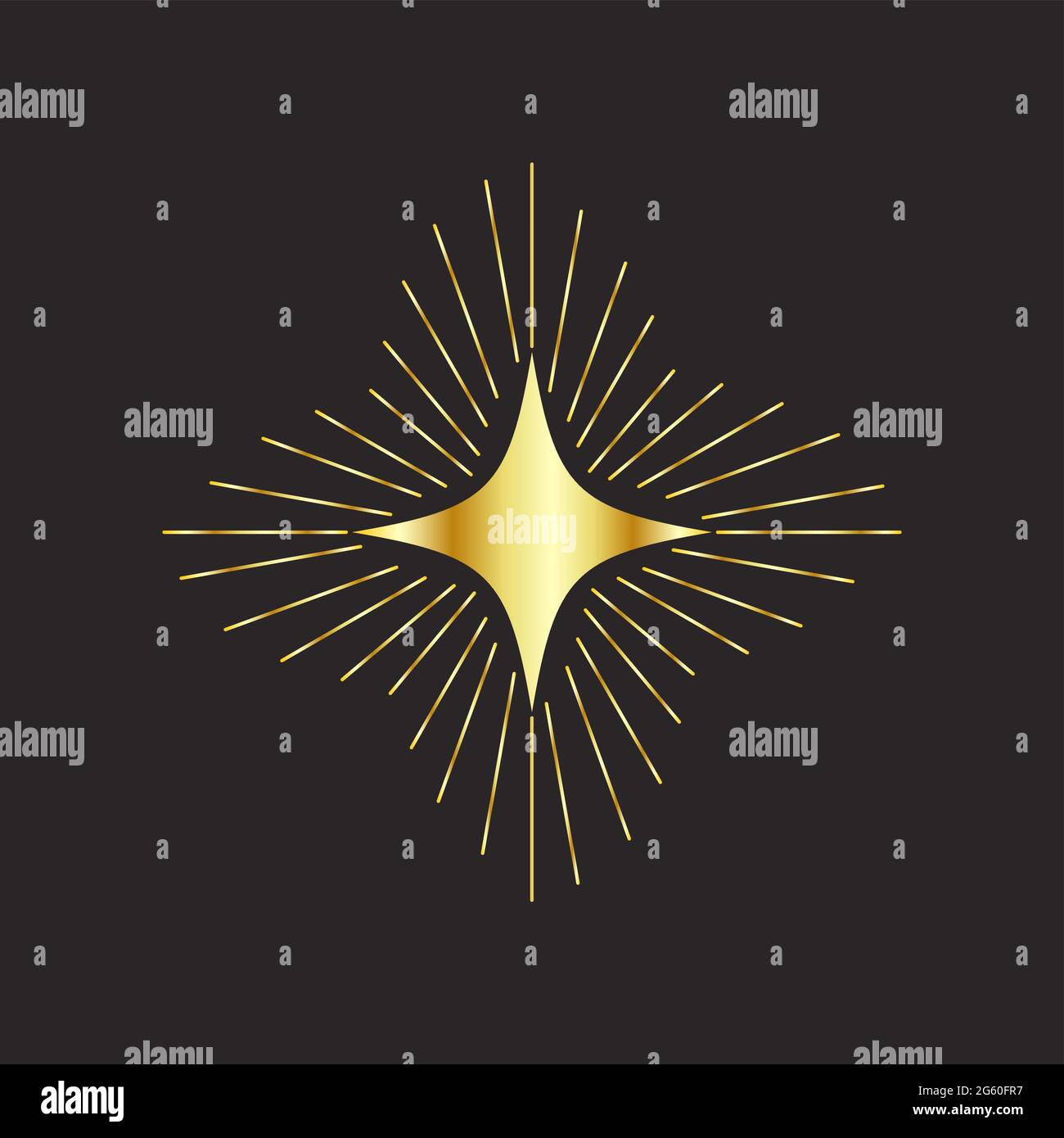Magic gold stars outline icon. Bright stars simple line icon. Symbol ...