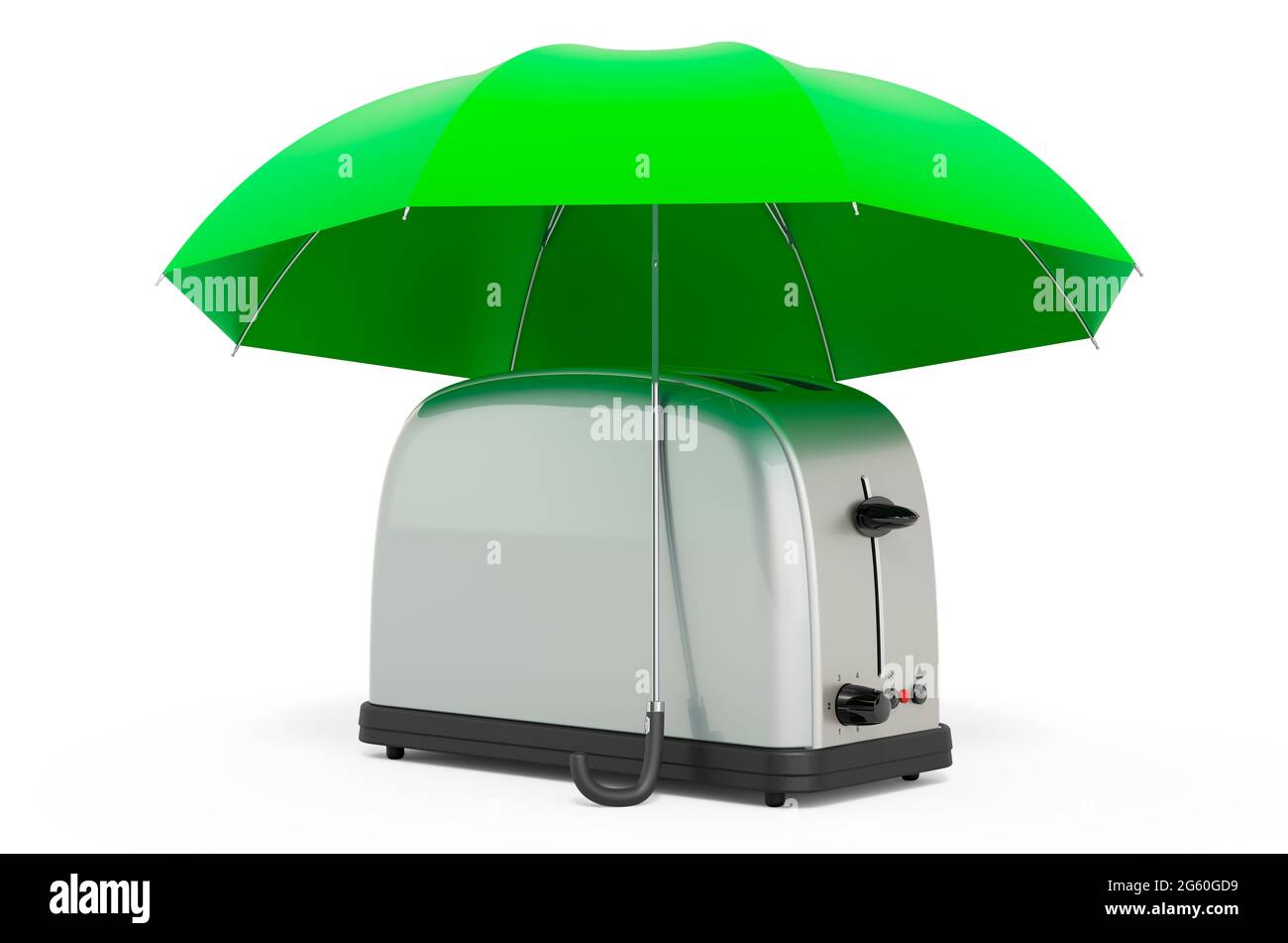 Toaster under umbrella, 3D rendering isolated on white background Stock ...