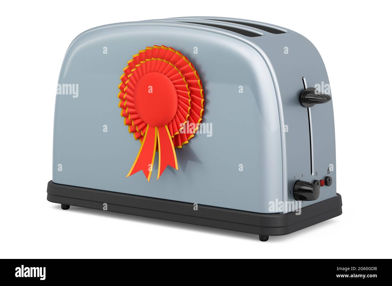 Toaster with best choice badge, 3D rendering isolated on white ...