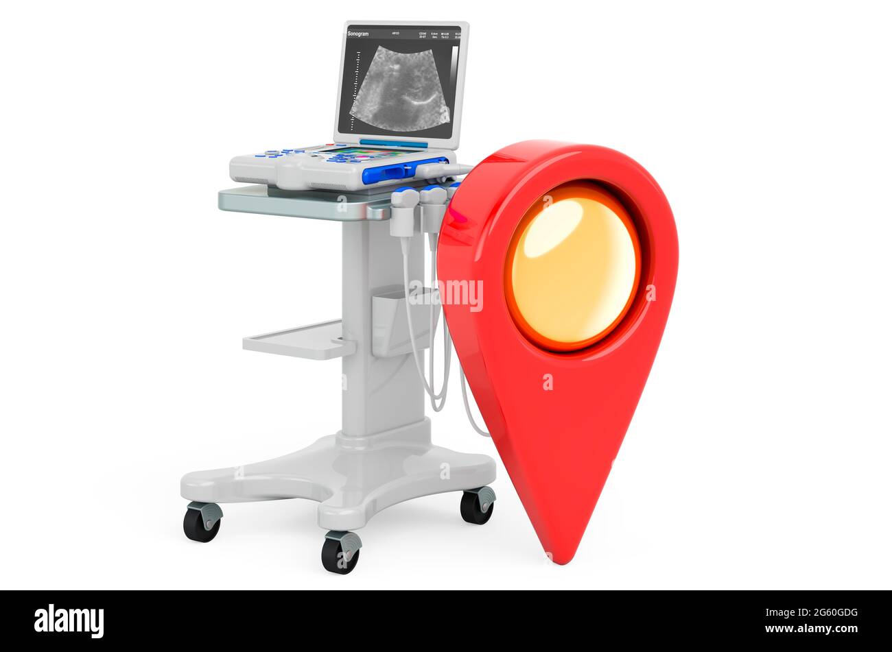 Map pointer with medical ultrasound diagnostic machine, scanner. 3D ...