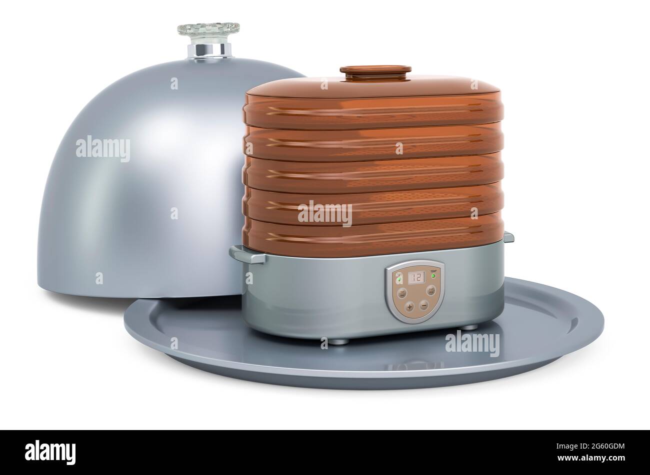Restaurant cloche with food dehydrator, 3D rendering isolated on white ...