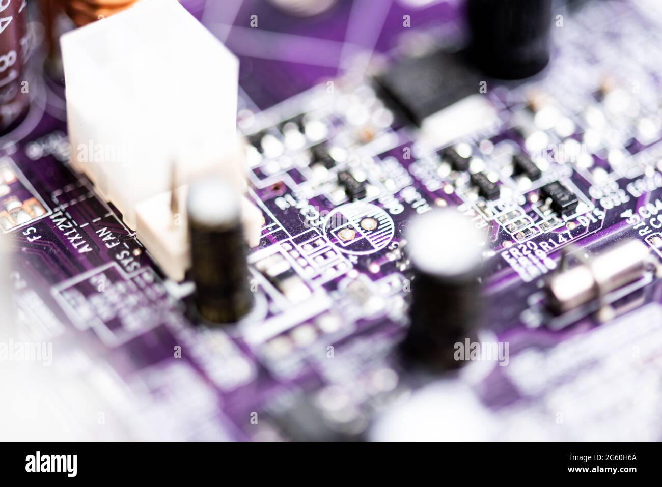 Close up image of circuit boards taken from old PC desk top computers ...