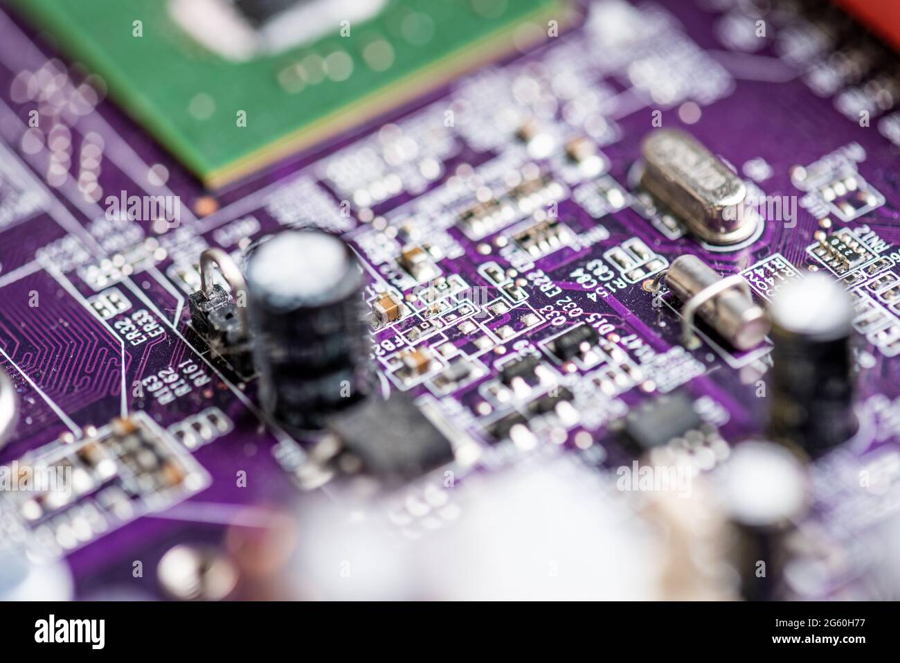 Close up image of circuit boards taken from old PC desk top computers ...