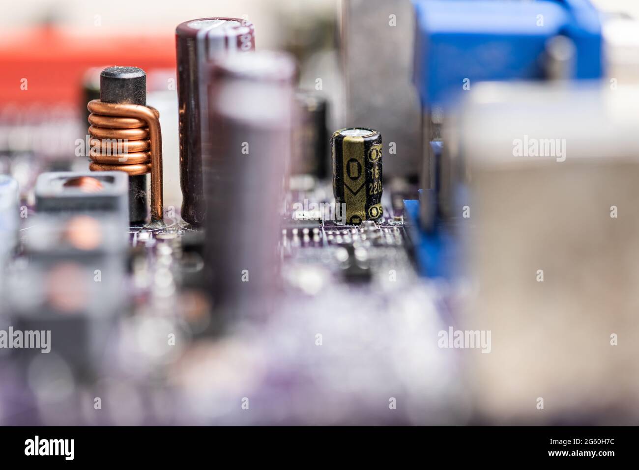 Close up image of circuit boards taken from old PC desk top computers ...