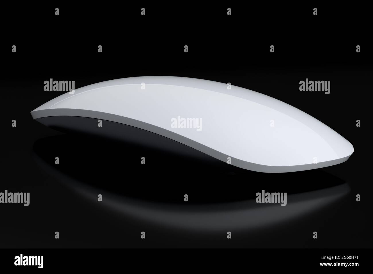 Realistic white wireless computer mouse with touch isolated on black ...