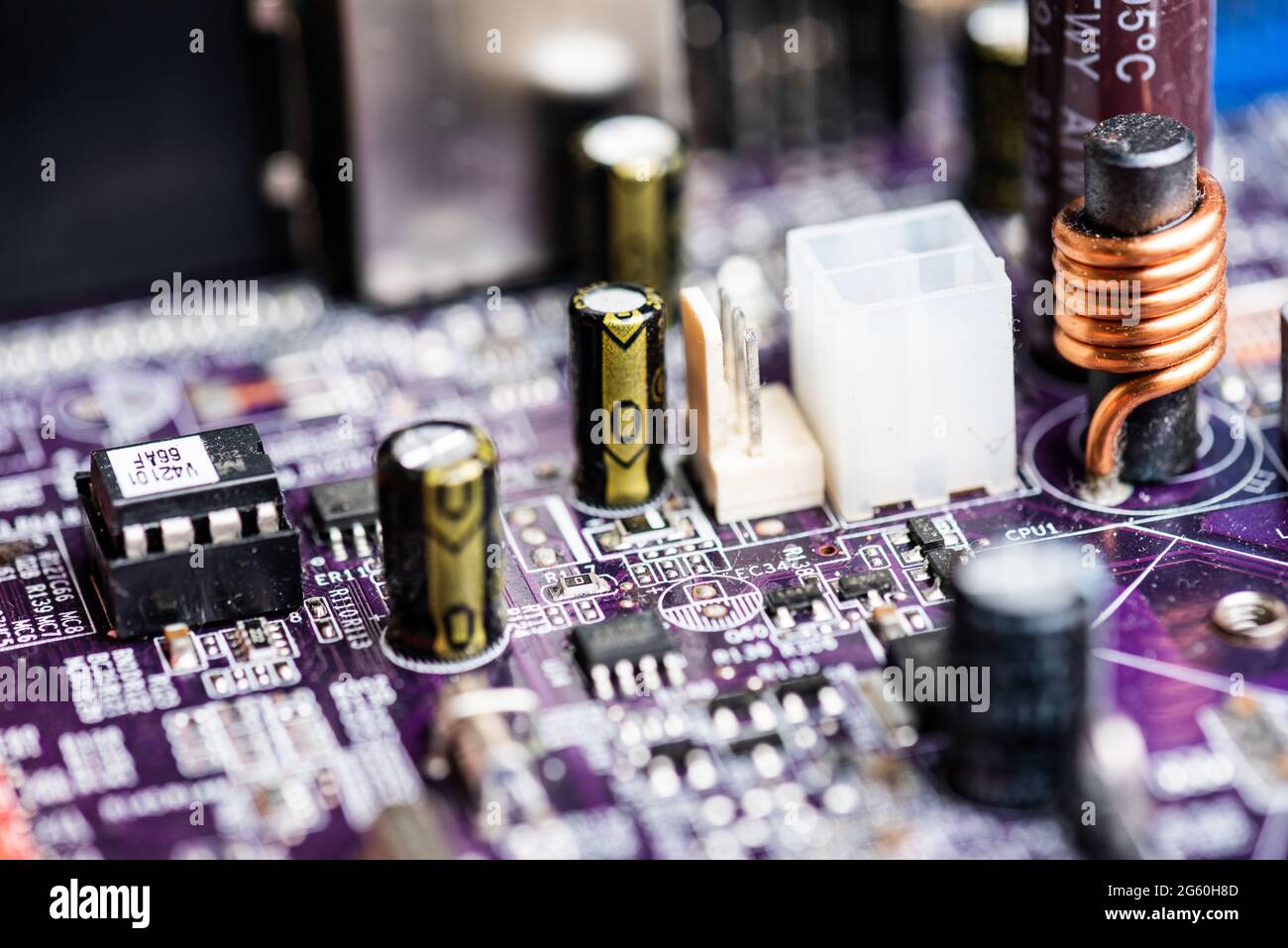 Close up image of circuit boards taken from old PC desk top computers ...