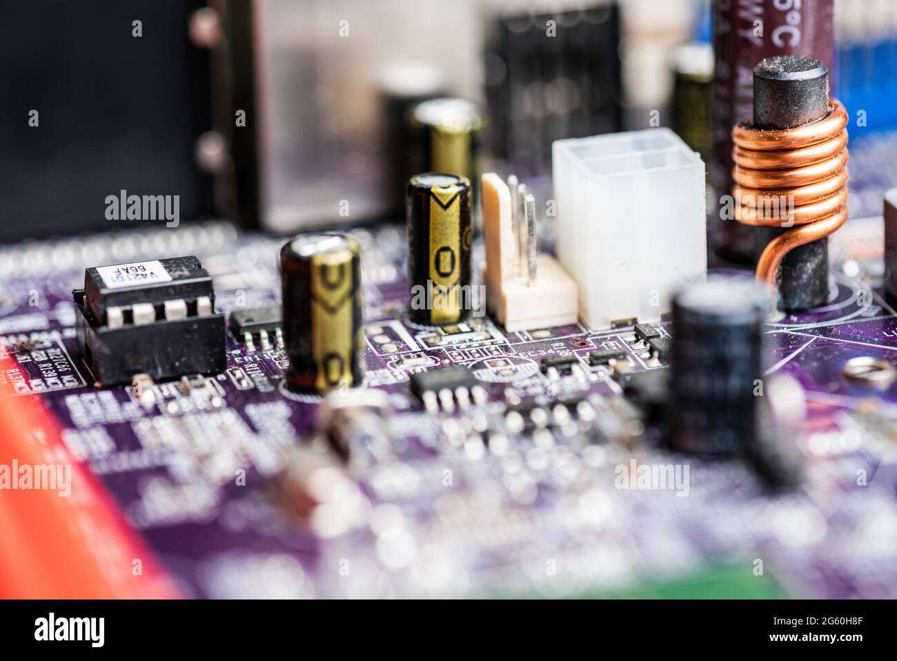 Close up image of circuit boards taken from old PC desk top computers ...
