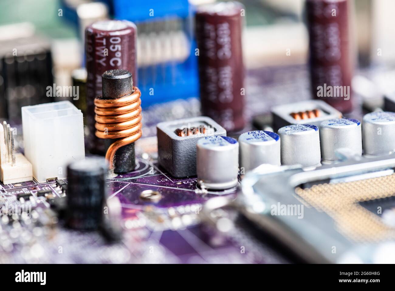 Close up image of circuit boards taken from old PC desk top computers ...