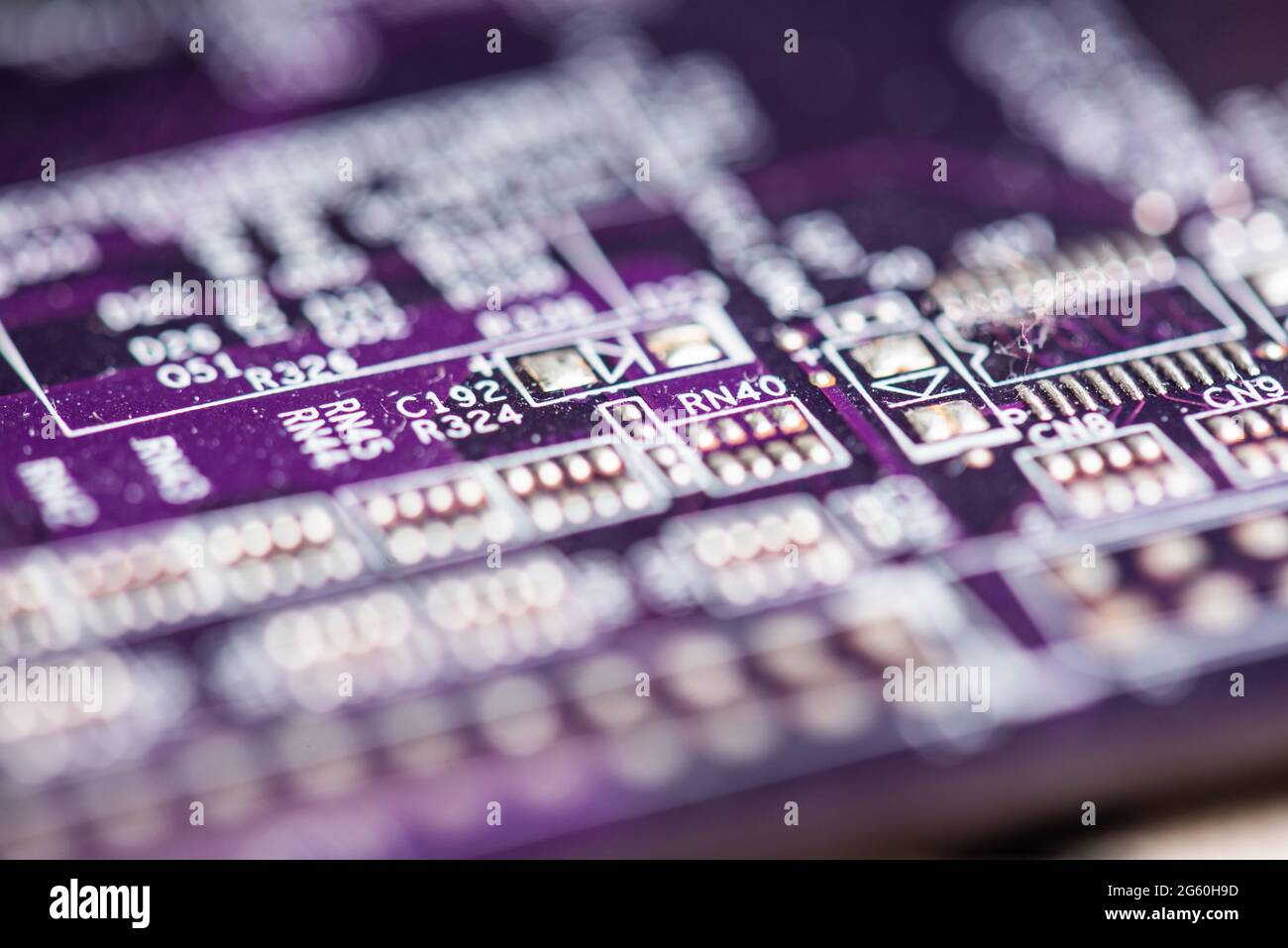 Close up image of circuit boards taken from old PC desk top computers ...