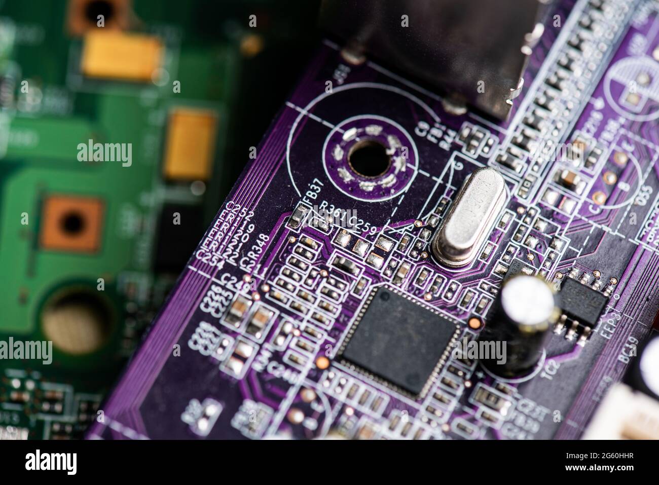 Close Up Image Of Circuit Boards Taken From Old Pc Desk Top Computers