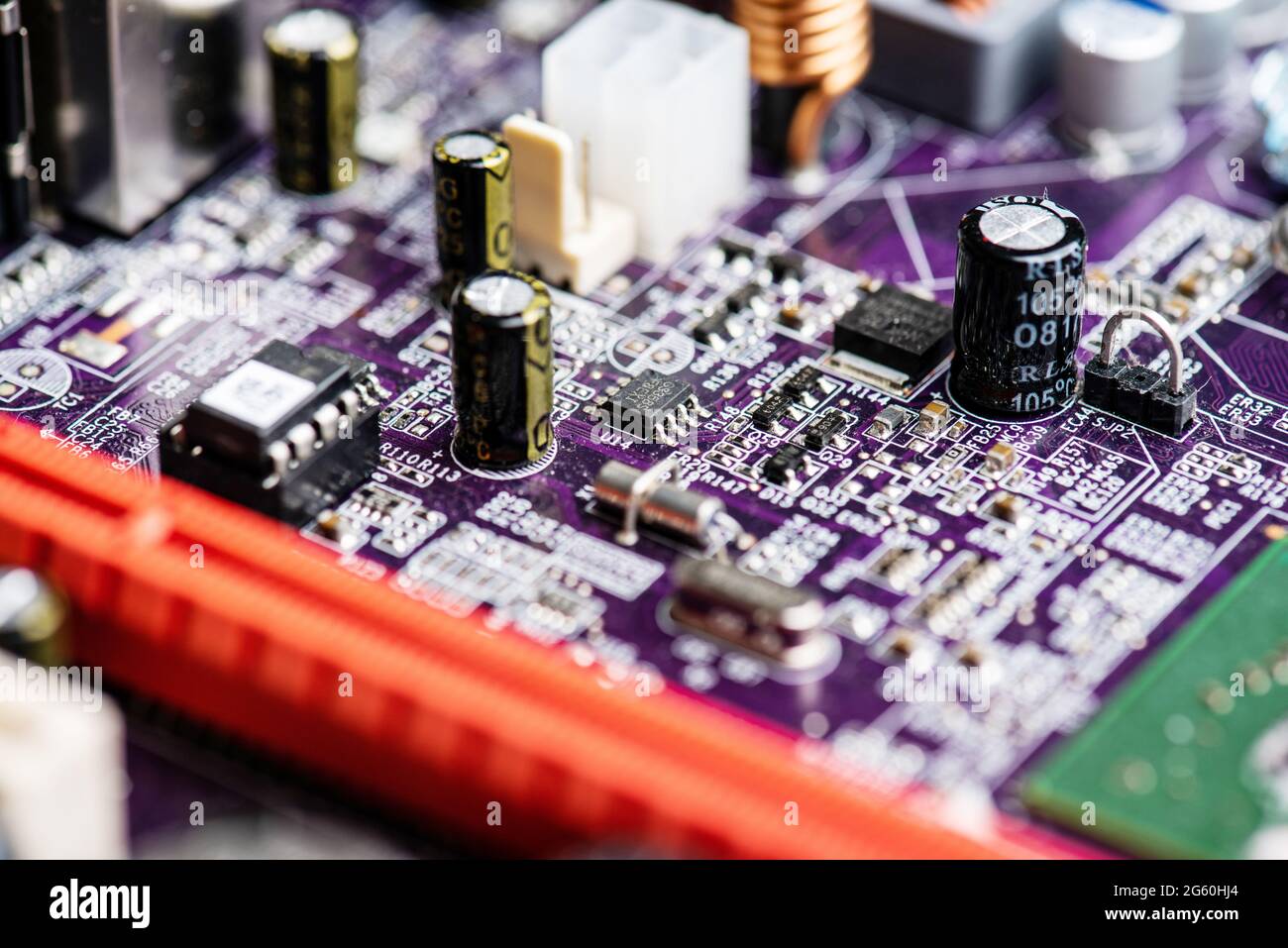 Close up image of circuit boards taken from old PC desk top computers ...