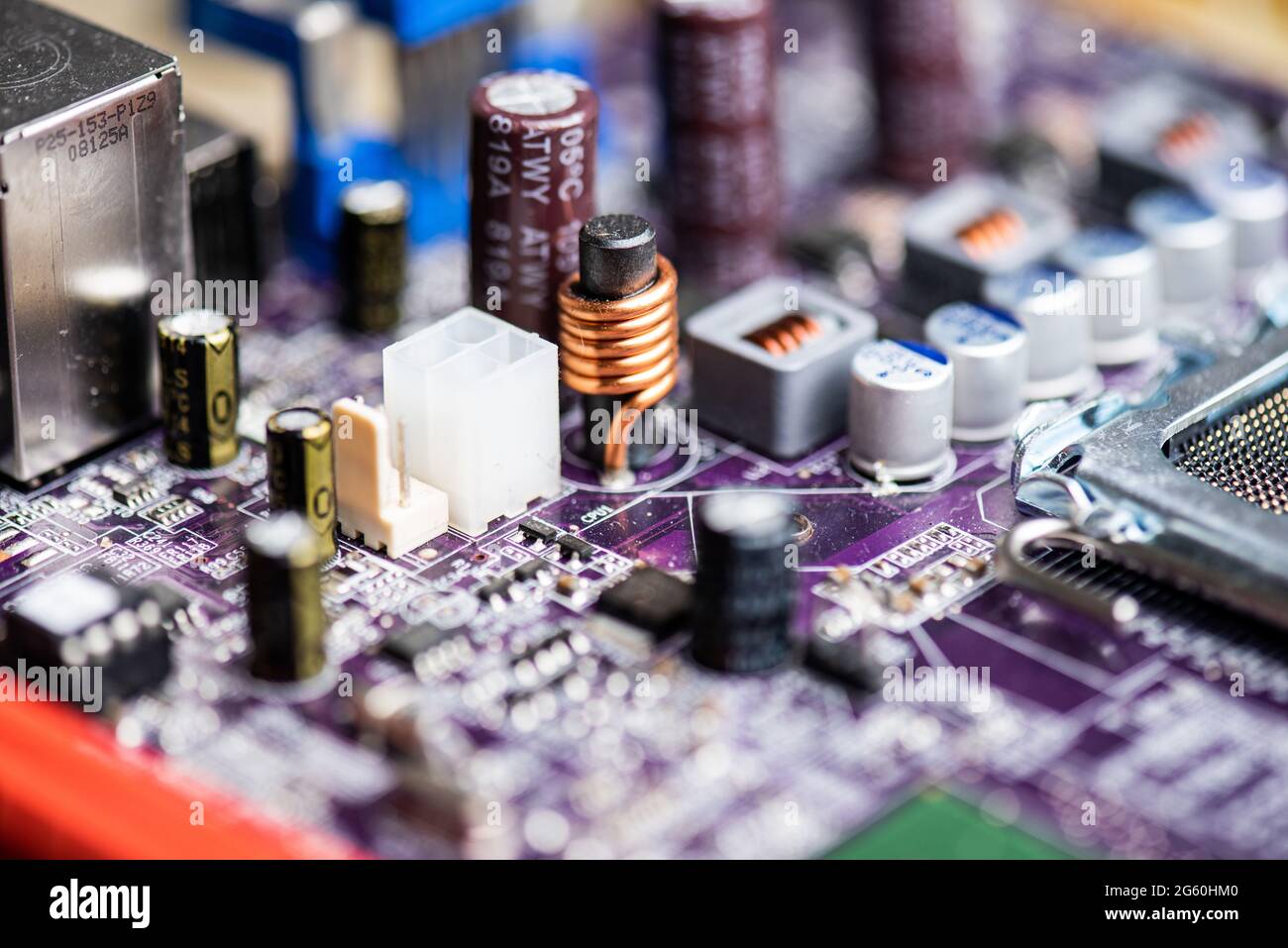 Close up image of circuit boards taken from old PC desk top computers ...